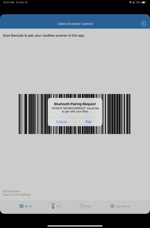 How do I set up and pair my Zebra DS-3678 HD scanner to an iOS Device?