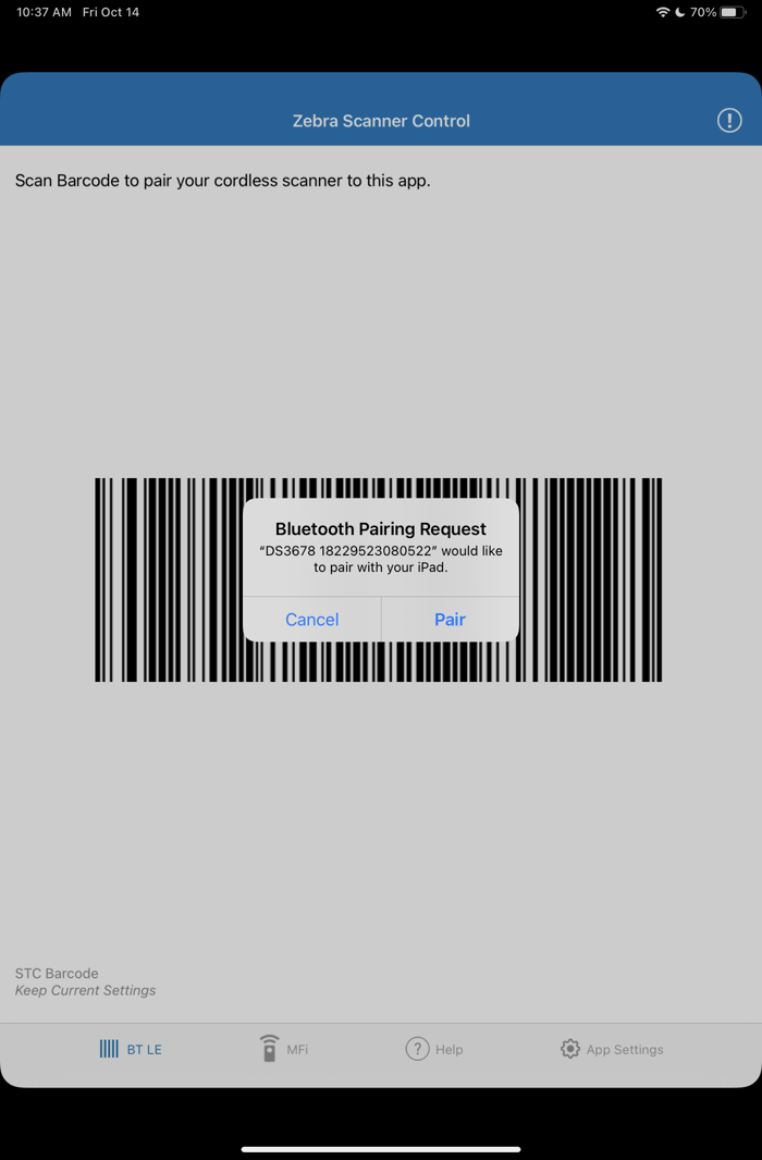 How do I set up and pair my Zebra DS-3678 HD scanner to an iOS Device?