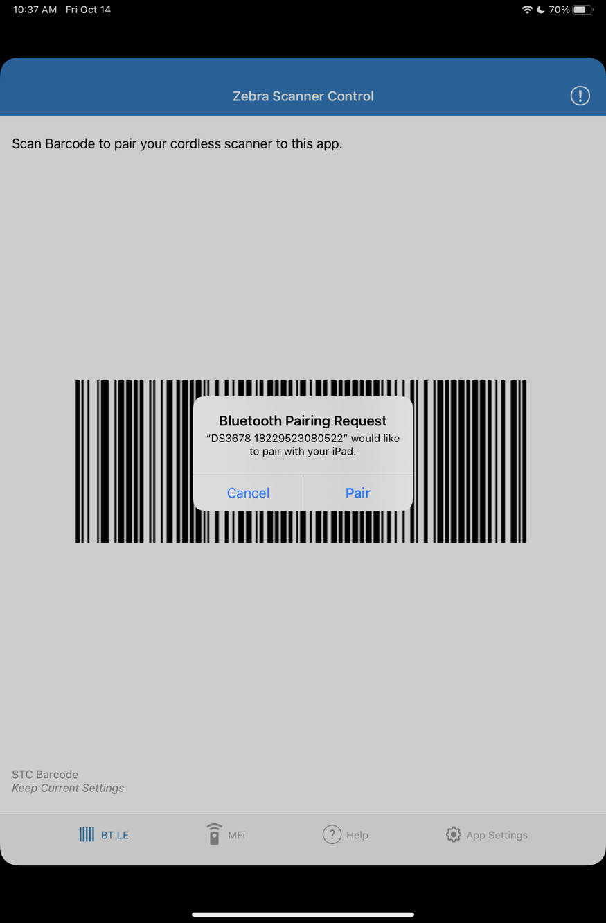 How do I set up and pair my Zebra DS-3678 HD scanner to an iOS Device?
